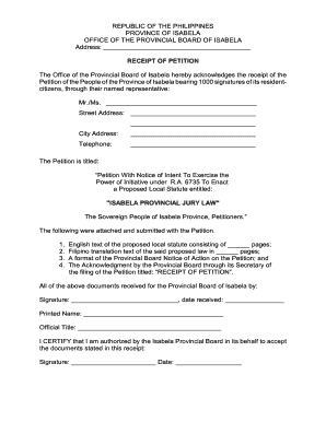 Fillable Online RECEIPT OF PETITION - Filipino Fax Email Print - pdfFiller