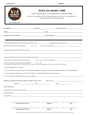 Fillable Online SICKLE CELL DISEASE FORM - ultracampcom Fax Email Print ...