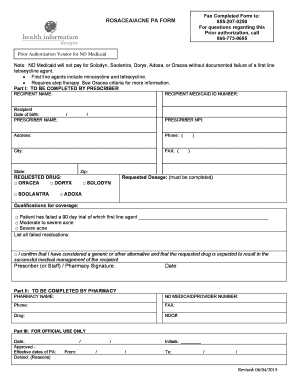 Fillable Online Fax Completed Form to ROSACEAACNE PA FORM 855-207-0250 Fax Email Print - pdfFiller