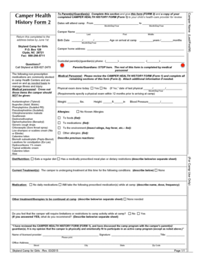 Fillable Online Camper Health Form-2 - UltraCamp Fax Email Print ...