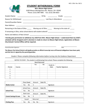 Fillable Online MCS-339a MHS Student Withdrawal Form 0611 - Blackboard ...