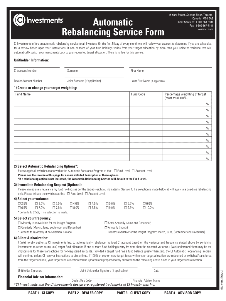 Fillable Online 1303-0555 - Auto Rebalancing Service Form - Update ...