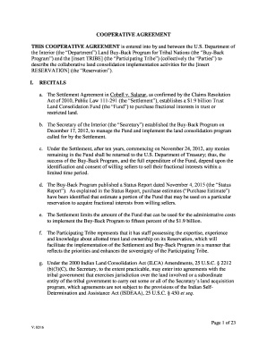 Fillable Online doi COOPERATIVE AGREEMENT THIS COOPERATIVE AGREEMENT I ...