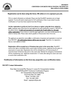 Fillable Online superpave psu PENNDOT CERTIFIED CONCRETE FIELD TESTING ...