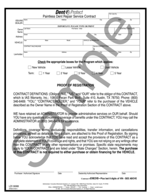 Fillable Online FI Code No Paintless Dent Repair Service Contract Fax ...