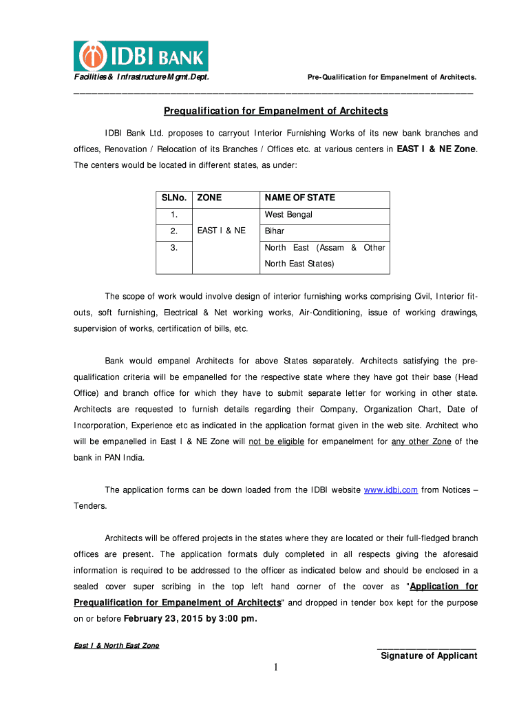 Fillable Online Pre-qualification of Architect for Interior Furnishing ...