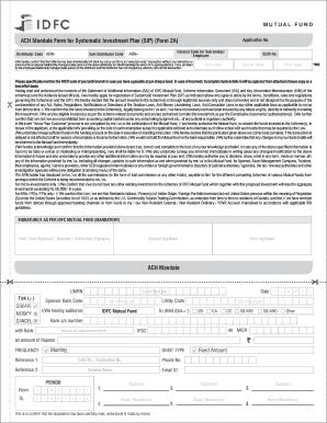 Fillable Online ACH Mandate Form for Systematic Investment Plan SIP Fax ...