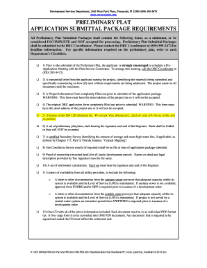 Fillable Online Wwwmyescambiacom PRELIMINARY PLAT APPLICATION SUBMITTAL ...