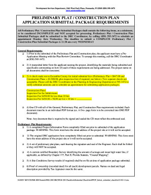 Fillable Online PRELIMINARY PLAT CONSTRUCTION PLAN APPLICATION ...