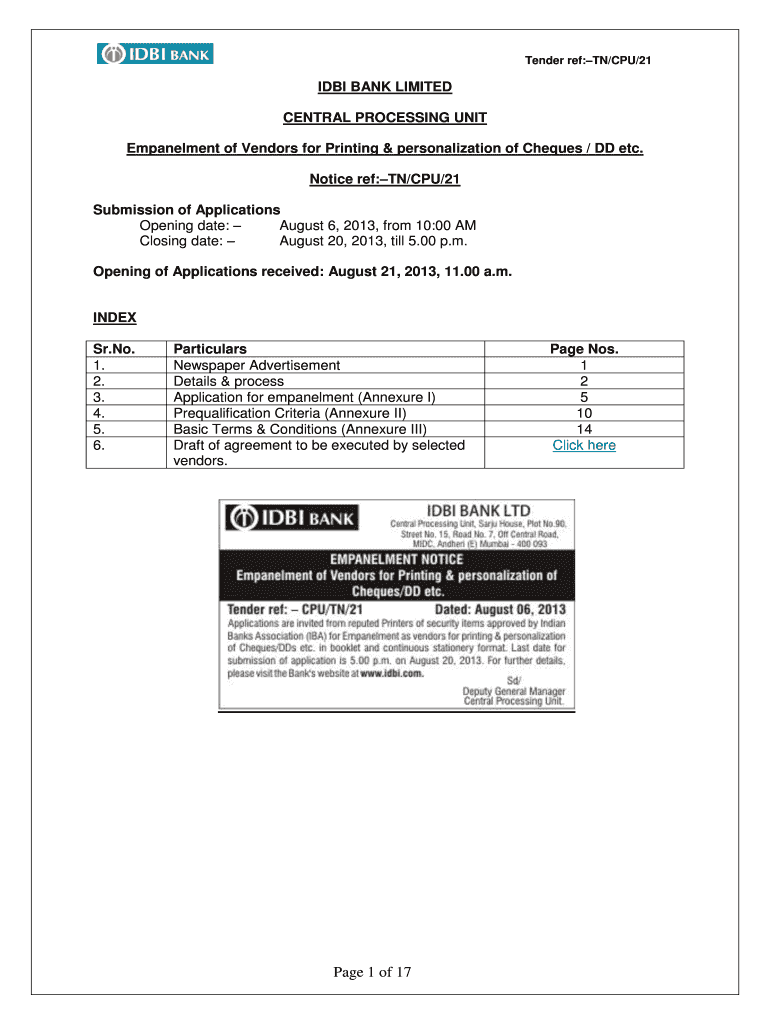 Fillable Online Page 1 of 17 - IDBI Bank Fax Email Print - pdfFiller