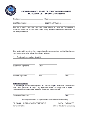 Fillable Online NOTICE OF LETTER OF COUNSELING Fax Email Print - pdfFiller