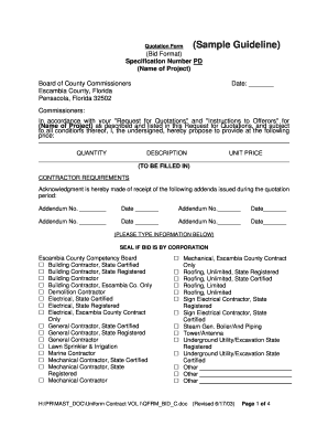 Fillable Online Quotation Form Sample Guideline Fax Email Print - pdfFiller