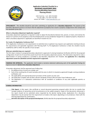 Fillable Online Application Submittal Checklist for a BOUNDARY ADJUSTMENT Fax Email Print ...