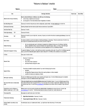 Fillable Online Welcome to Medicare checklist Name Date Fax Email Print ...