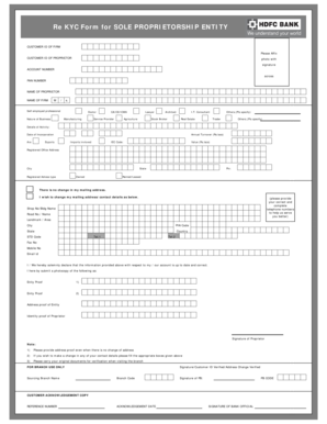 Fillable Online Re KYC Form for SOLE PROPRIETORSHIP ENTITY Fax Email ...