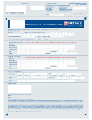 Fillable Online Address change form - For Non-Resident Indians - HDFC ...