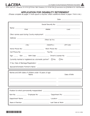 Fillable Online Application for Disability Retirement This form is ...