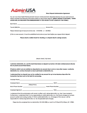 Fillable Online Direct Deposit Authorization Agreement DIRECT DEPOSIT IS Fax Email Print - pdfFiller