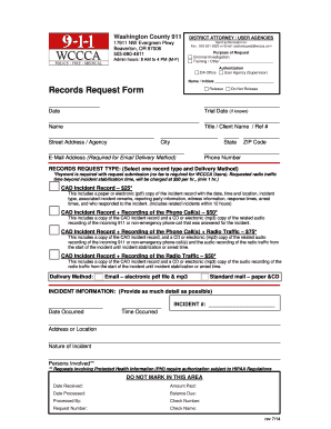 Fillable Online WCCCA Records Request Form Fillable Fax Email Print ...
