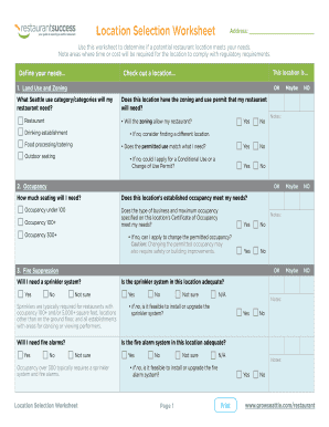 Fillable Online Location Selection Worksheet - GrowSeattle Fax Email ...