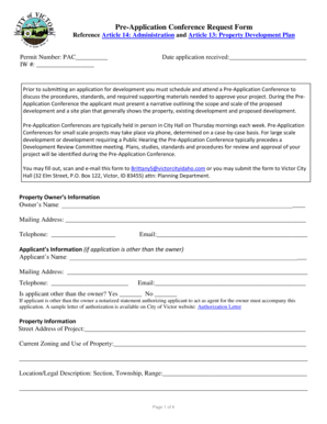 Fillable Online Pre-Application Conference Request Form Reference ...