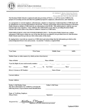 Fillable Online CORI REQUEST FORM Fax Email Print - pdfFiller