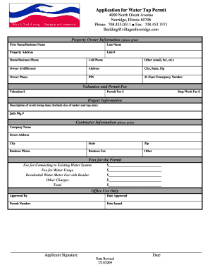 Fillable Online Application for Water Tap Permit Fax Email Print ...