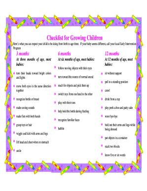 Fillable Online Checklist for Growing Children.doc Fax Email Print ...