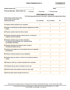 Fillable Online Patient feedback form 2 - ABPN Fax Email Print - pdfFiller