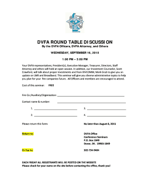 Fillable Online DVFA ROUND TABLE DISCUSSION Fax Email Print - pdfFiller