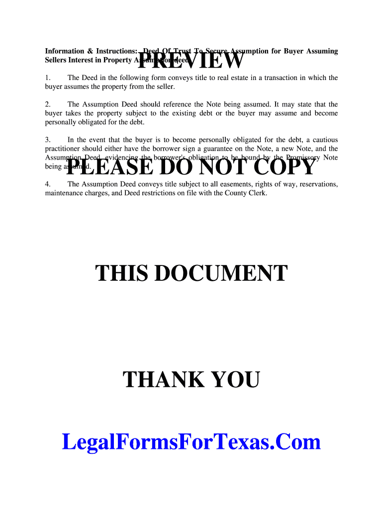 Fillable Online Information & Instructions Deed Of Trust To Secure ...