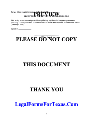 Fillable Online Form Client receipt for return of the clients file Fax ...