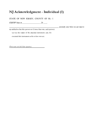 Fillable Online NJ Acknowledgment - Individual 1 Fax Email Print ...