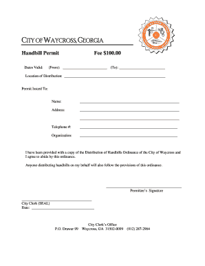 Fillable Online handbill permitdoc Fax Email Print - pdfFiller