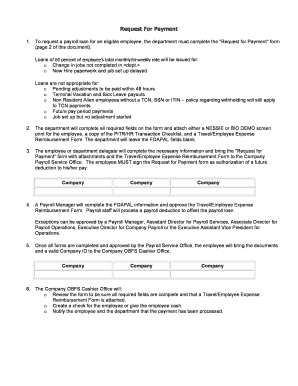 Fillable Online Request For Payment 1 To request a payroll loan for an ...