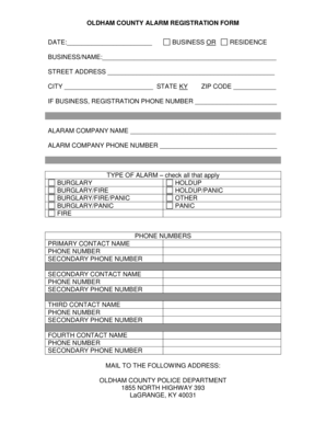 Fillable Online OLDHAM COUNTY ALARM REGISTRATION FORM Fax Email Print ...