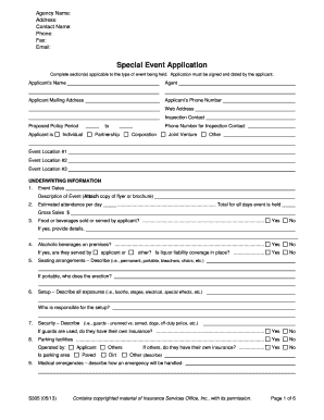 Fillable Online Special Event Application - ciusgfcom Fax Email Print ...