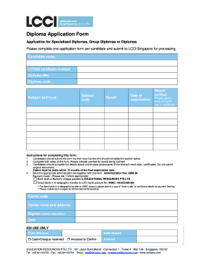 Fillable Online Diploma application form Singapore - lcciasiacom Fax ...