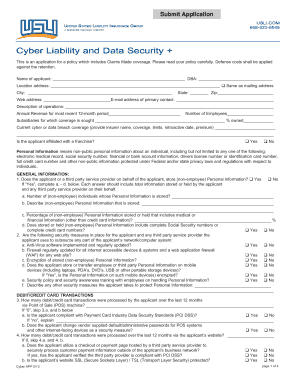 Fillable Online Cyber Liability and Data Security - atlanticspecialcom ...