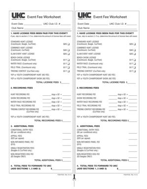 Fillable Online Event Fee Worksheet Fax Email Print - pdfFiller