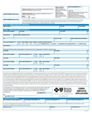 Fillable Online COBRA EMPLOYEE APPLICATION - azbluecom Fax Email Print ...