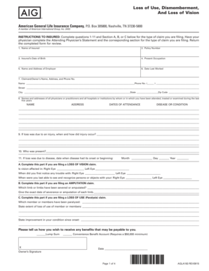 Fillable Online American General Life Insurance Company PO Box 305800 ...