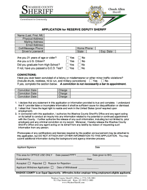 Fillable Online APPLICATION for RESERVE DEPUTY SHERIFF Fax Email Print ...
