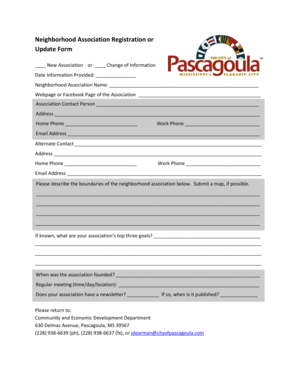 Fillable Online Neighborhood Association Registration or Update Form ...