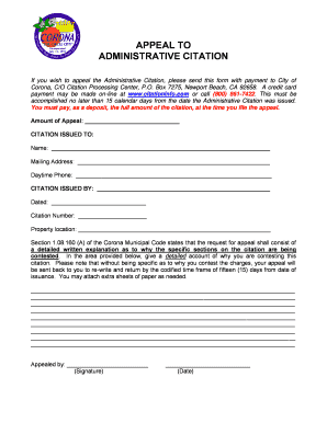 Fillable Online ADMINISTRATIVE CITATION Fax Email Print - pdfFiller