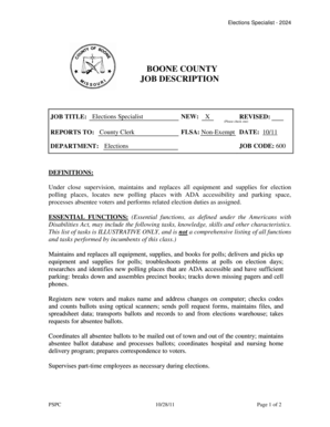 Fillable Online Position - 2024 - Elections Specialist Job Description ...