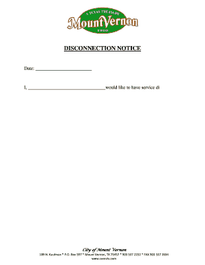 Fillable Online DISCONNECTION NOTICE - comvtxcom Fax Email Print ...