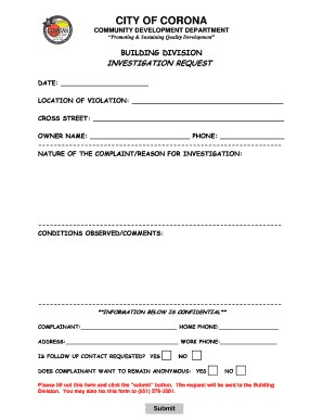 Fillable Online Complaint and Investigation Form Fax Email Print ...