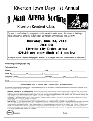 Fillable Online Riverton Town Days 1st Annual Fax Email Print - pdfFiller