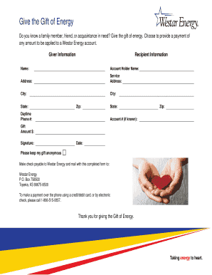Fillable Online Give the Gift of Energy Fax Email Print - pdfFiller